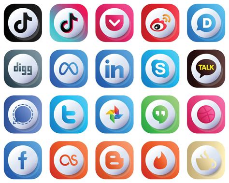 20 Cute 3d Gradient Stylish Social Media Icons Such As Chat