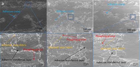 The Coating Wear Morphology A C With 10 20 30 Of Tic Content In