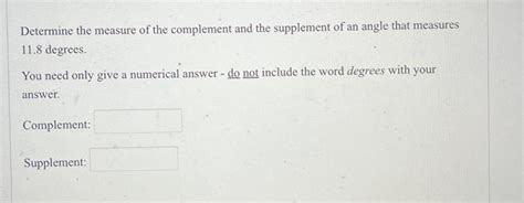 Solved Determine The Measure Of The Complement And The Chegg