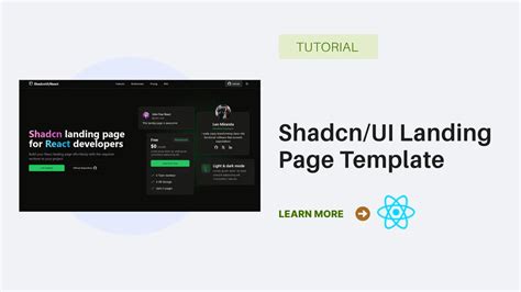 a shadcn ui landing page template built with react