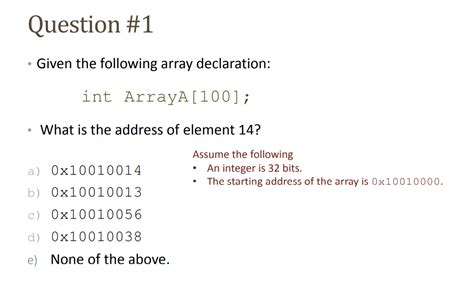 solved question 1 given the following array declaration
