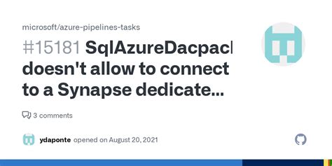 Sqlazuredacpacdeploymentv1 Doesnt Allow To Connect To A Synapse