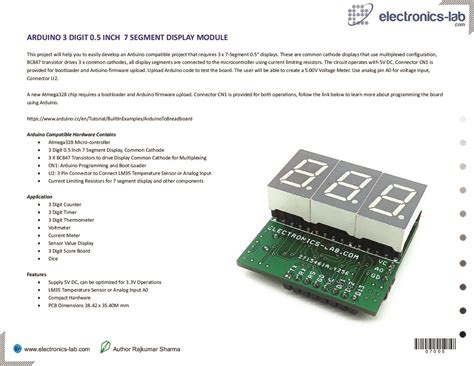 Arduino 3 Digit 05 Common Cathode 7 Segment Display Module