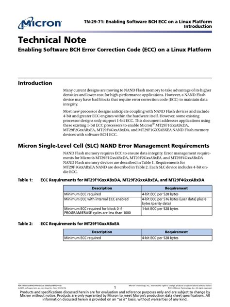 Technical Note Enabling Software Bch Error Correction Code Ecc On A
