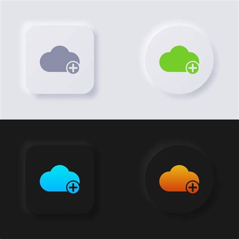 Premium Vector Cloud Icon With Plus Symbol Icon Set Multicolor Neumorphism Button Soft Ui