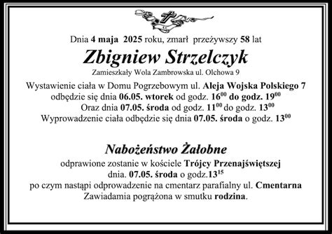 Śp Zbigniew Strzelczyk Nekrolog