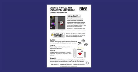 National Videogame Museum S Create Your Own Pixel Art Character Guide For Adults
