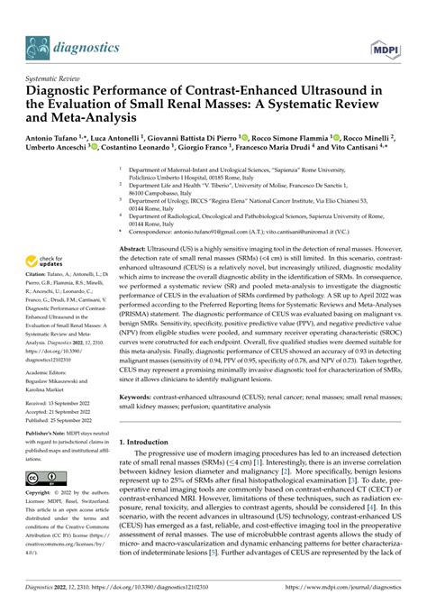Pdf Diagnostic Performance Of Contrast Enhanced Ultrasound In The