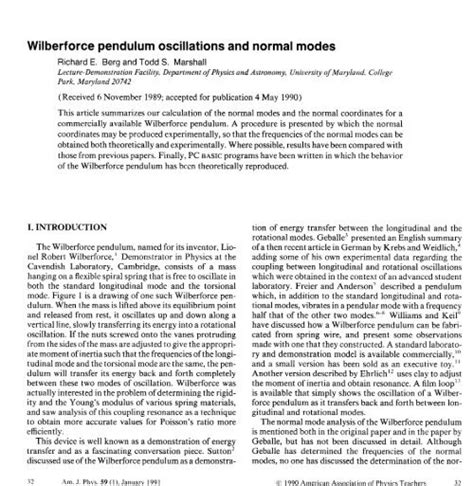 Wilberforce Pendulum Oscillations And Normal Modes