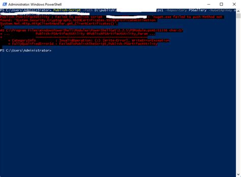 Failed To Publish Script Nugetexe Failed To Push Method Not Found