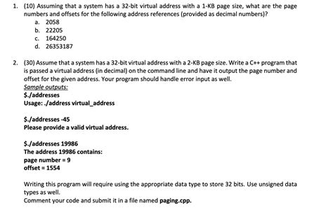 solved 1 10 assuming that a system has a 32 bit virtual address