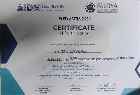 Careerdevelopment Dataanalytics Continuouslearning Tamilarasan G