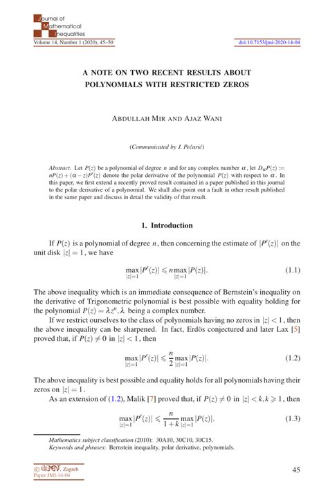Pdf A Note On Two Recent Results About Polynomials With Restricted Zeros