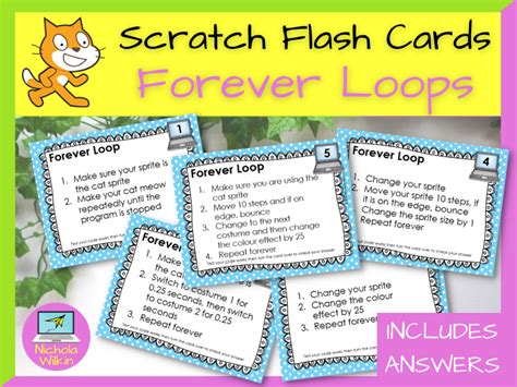 scratch forever loop flash cards teaching resources