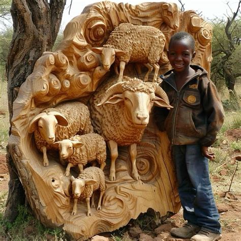 Outdoor Carved Animal Art Sheep Carving