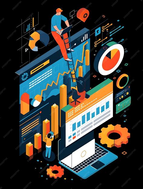Digital Marketing Analytics And Business Data Visualization In Isometric Premium Ai Generated