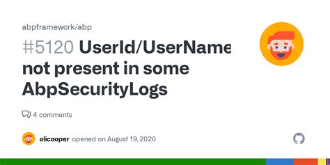 UserId UserName Not Present In Some AbpSecurityLogs Issue Abpframework Abp GitHub