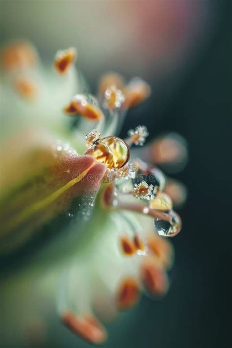 Macro Image Capturing Dew Drops On Tiny Flowers With Each Droplet