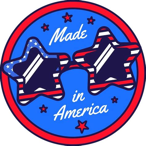 American Sticker Made In America Usa Premium Vector