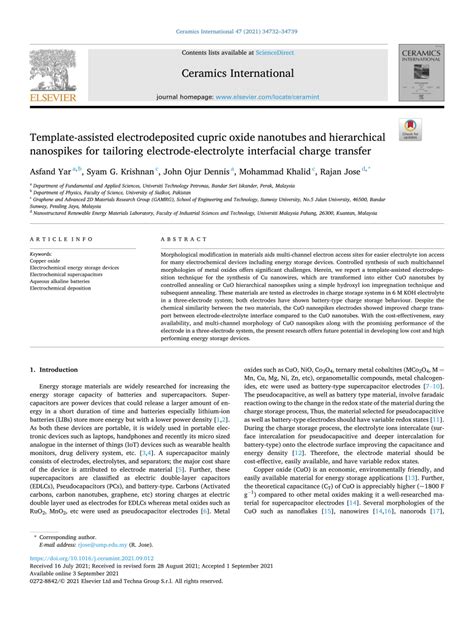 Pdf Template Assisted Electrodeposited Cupric Oxide Nanotubes And Hierarchical Nanospikes For