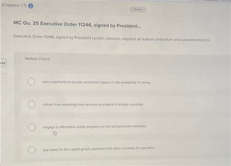 Solved Chapters 1 7 ﻿imc Qu 25 ﻿executive Order 11246