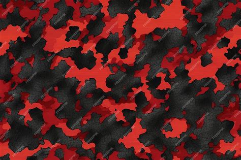 Premium Photo Digital Dark Red And Black Camo Seamless Pattern For