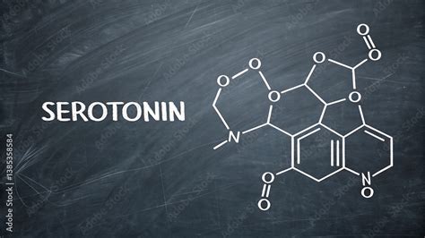 Chalkboard Texture Chemical Structure Drawing Serotonin Molecule