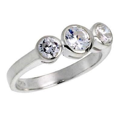 Sterling Silver 3 Stone Engagement Cz Ring 5mm 050ct Brilliant Cut