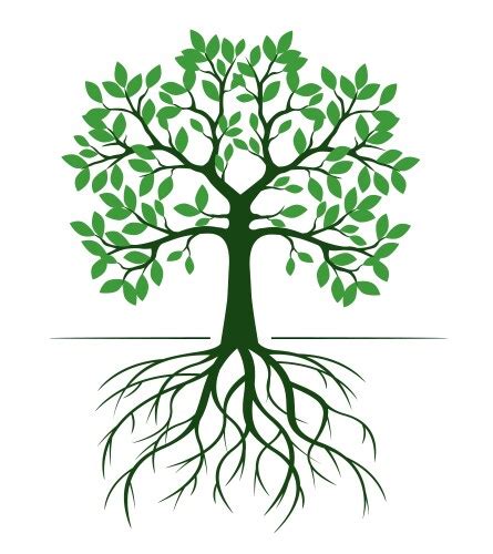 Tree Silhouette With Root Royalty Free Vector Image