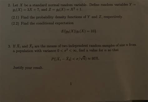 solved 2 let x be a standard normal random variable define