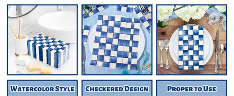 Jarthenaamcs 100pcs Blue White Plaid Guest Napkins Royal