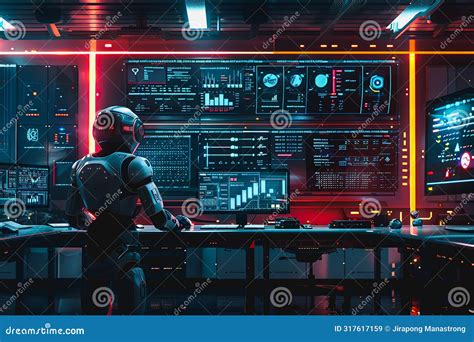 Ai Robots With Screens Displaying Real Time Data Analysis And Learning