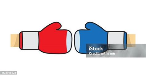 권투 싸움 아이콘 빨간색과 파란색 함께 타격 벡터 디자인 경쟁에 대한 스톡 벡터 아트 및 기타 이미지 경쟁 권투 글러브