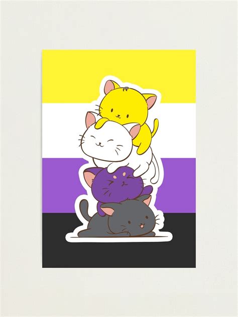 Nonbinary Pride Flag Kawaii Cats Cute Lgbtq Non Binary Kitty For Enby