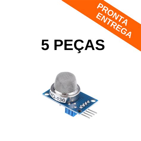 Kit 5 Peças Sensor De Gás Mq 136 P Arduíno Detector De Gás