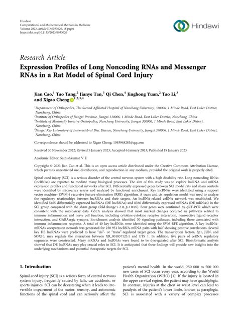 Pdf Expression Profiles Of Long Noncoding Rnas And Messenger Rnas In