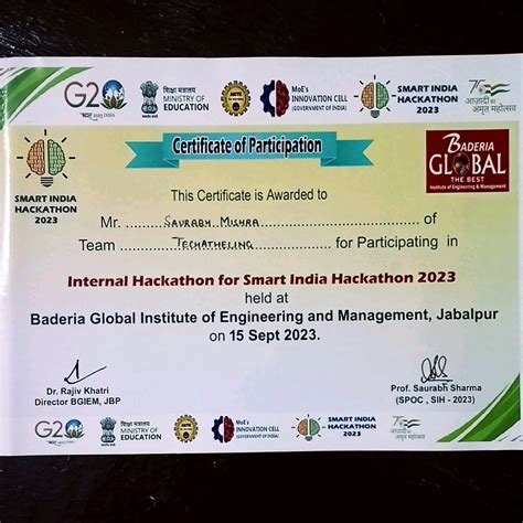 er saurabh mishra on linkedin internal hackathon in our college