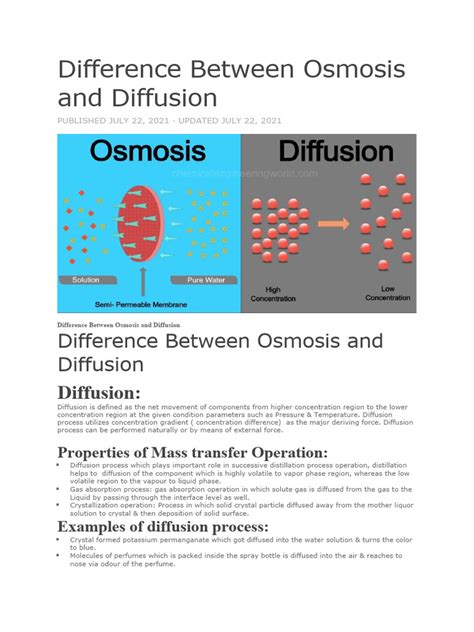 Difference Between Osmosis And Diffusion Pdf Osmosis Diffusion