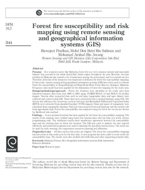 Pdf Forest Fire Susceptibility And Risk Mapping Using Remote Sensing And Geographical