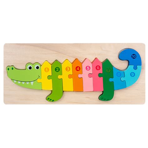 Wooden Numbered Crocodile Alligator Puzzle Number Learning 1 10 Happy