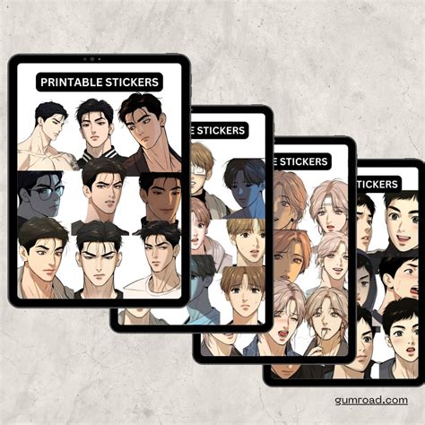 Jinx Manhwa Digital Printable Stickers Fantasy Art Character Designs