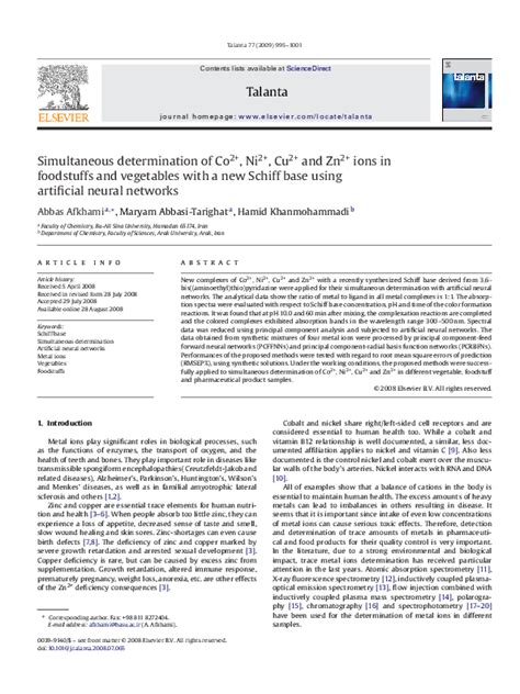 Pdf Simultaneous Determination Of Co2 Ni2 Cu2 And Zn2 Ions In Foodstuffs And Vegetables
