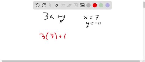 solved evaluate 3 x y for the given replacement values x 7 and y 11