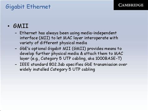 Gigabit Ethernet Gigabit Ethernet Ethernet Overview Ethernet Networks