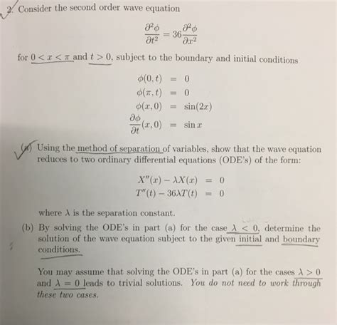 Solved Consider The Second Order Wave Equation Partial