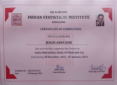 Jeslin Anna Jose On Linkedin Successfully Completed The Course On Data Processing Using Python