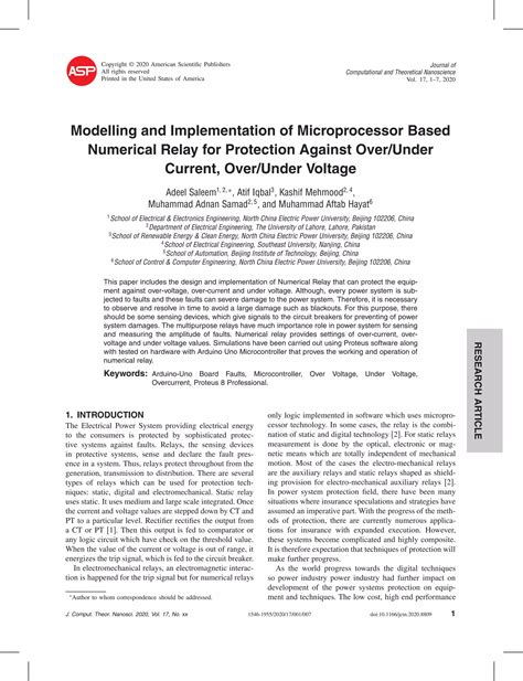 Modelling And Implementation Of Microprocessor Based Numerical Relay