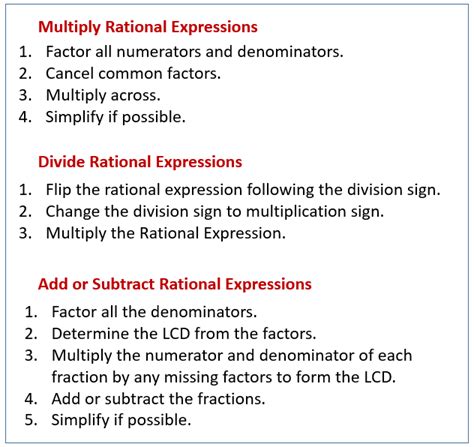 Multiply Divide Add Subtract Rational Expressions Solutions
