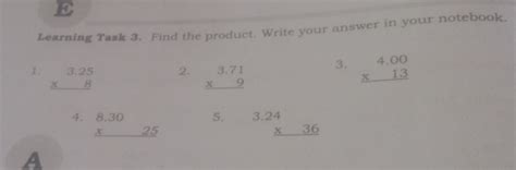 solved e learning task 3 find the product write your answer in your