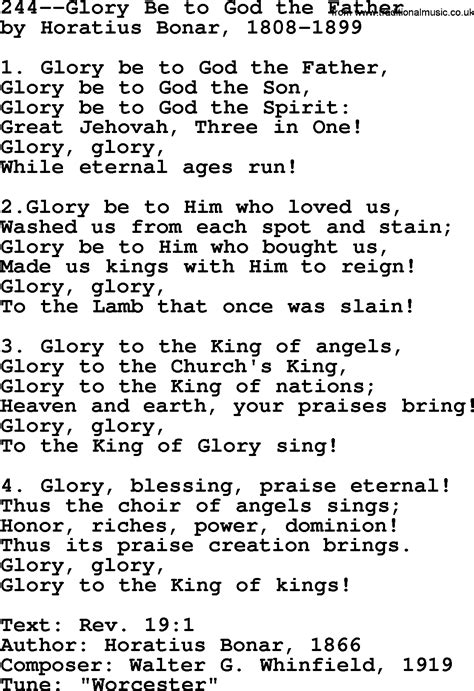Lutheran Hymns Song244 Glory Be To God The Father Lyrics And Pdf